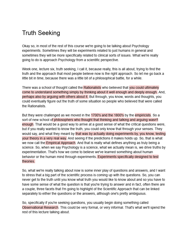 Truth Seeking | Download Free PDF | Truth | Experiment