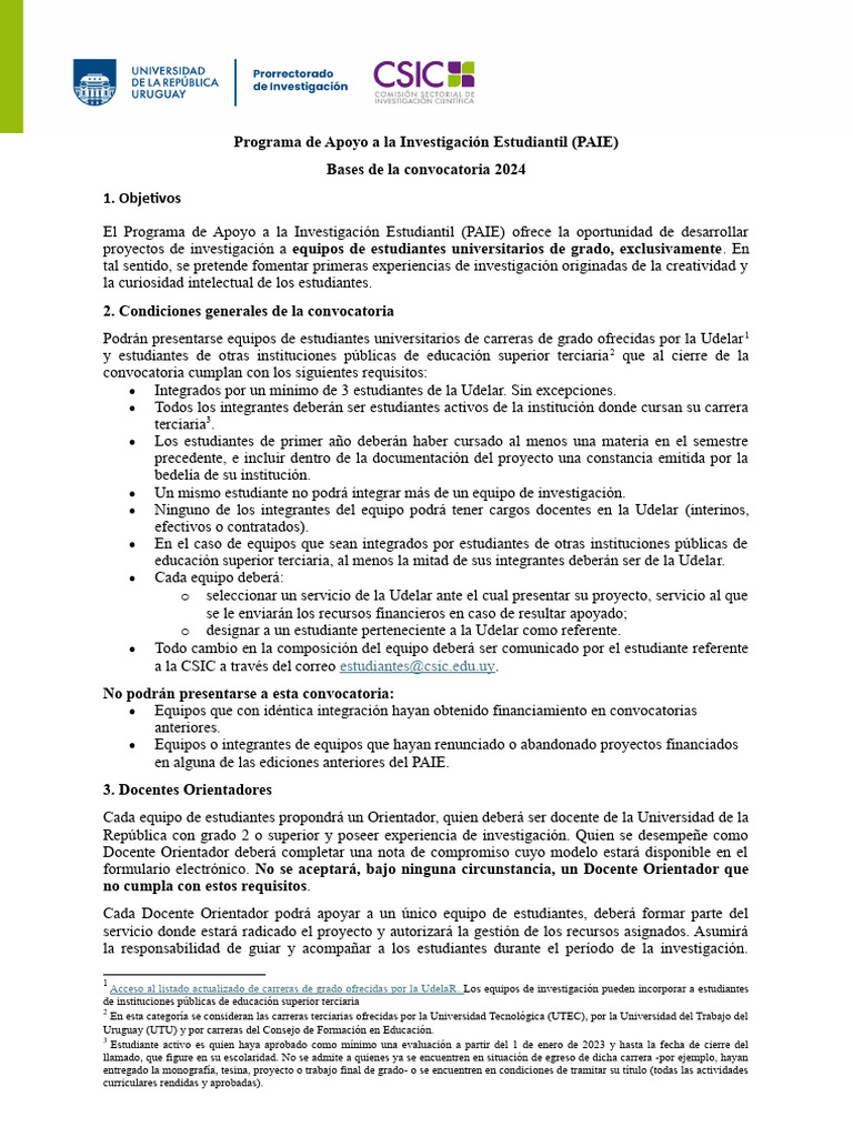 Bases PAIE 2024 - 18042024 | PDF | Maestros | Evaluación