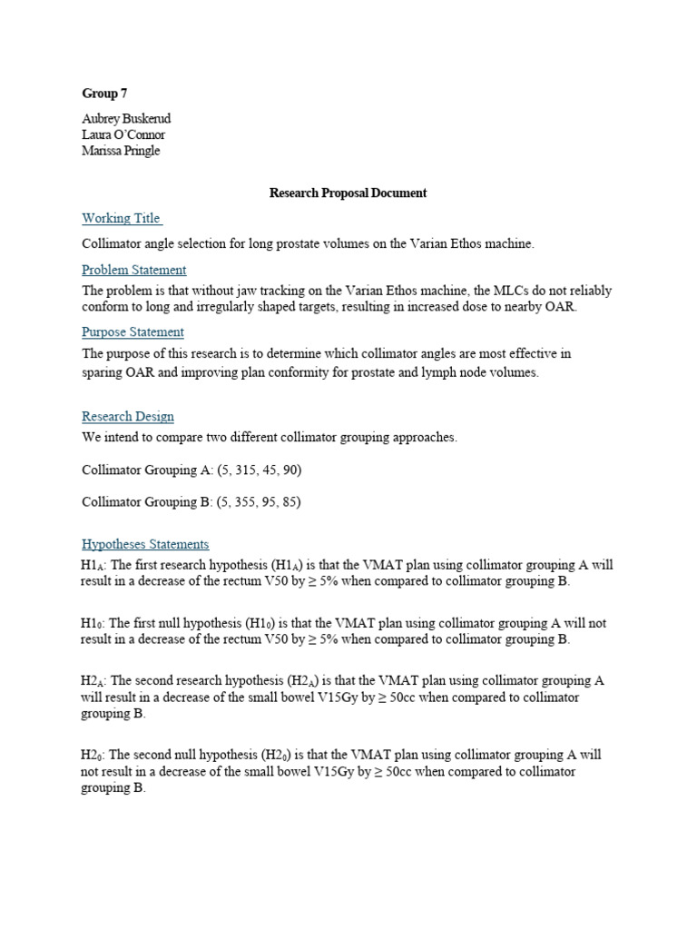 research proposal document | PDF | Radiation Therapy | Medical Physics