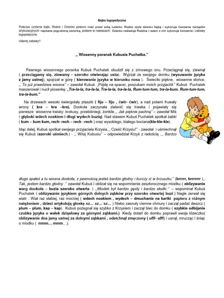Wiosenne Bajka Logopedyczna | PDF