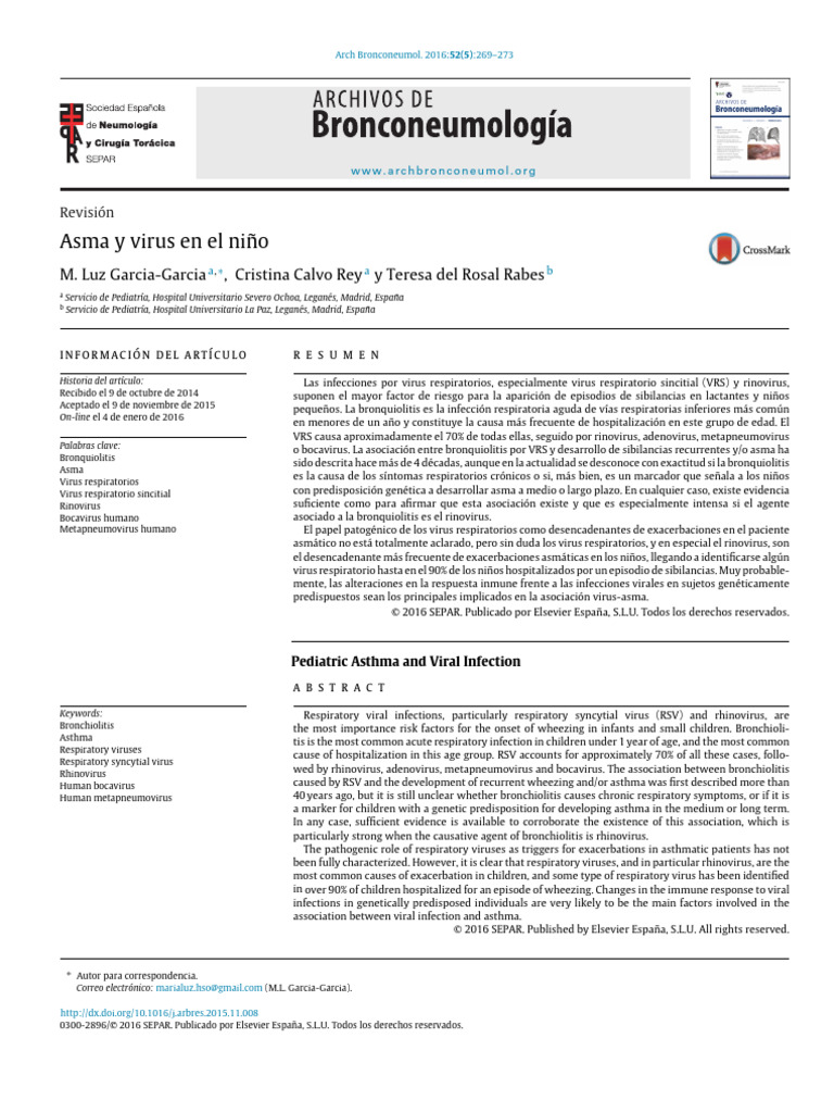 Asma y Virus en El Niño | Descargar gratis PDF | Ciencias de la Salud ...