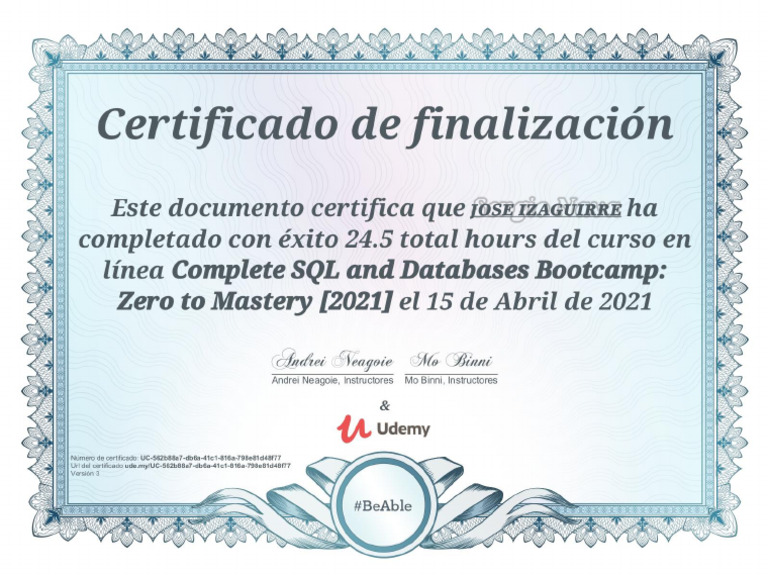 CERTIFICADO UDEMY | PDF