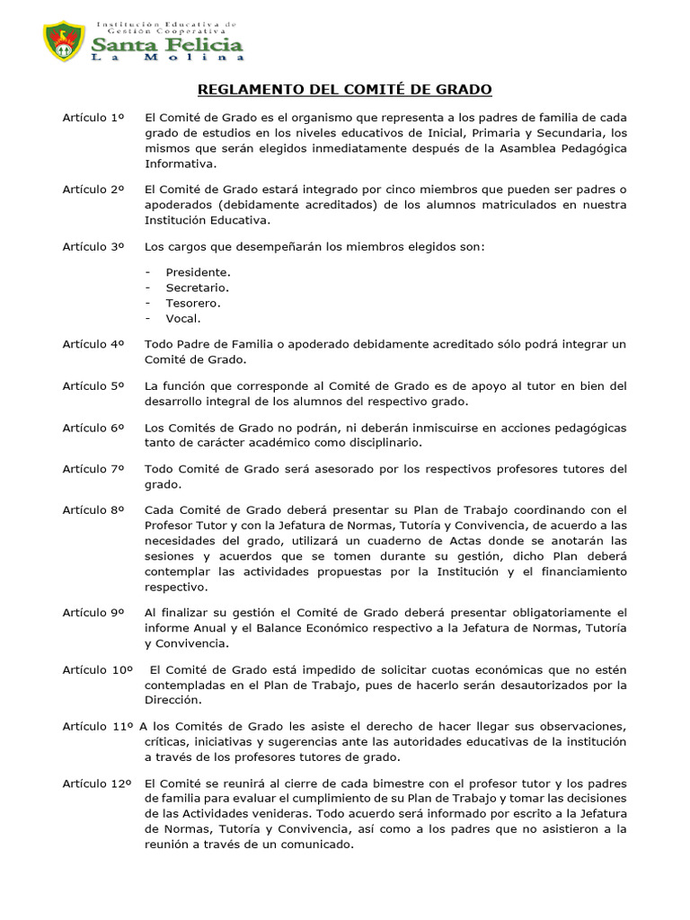 Reglamento de Comite | PDF