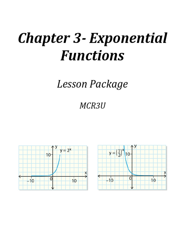 Chapter 3 Exponential Functions LESSON Package STUDENT | PDF | Exponential Function | Function ...