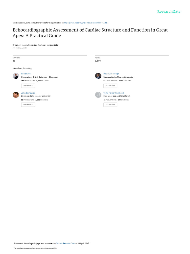 Echocardiographic Assessment of Cardiac Structure and Function in Great Apes: A Practical Guide ...