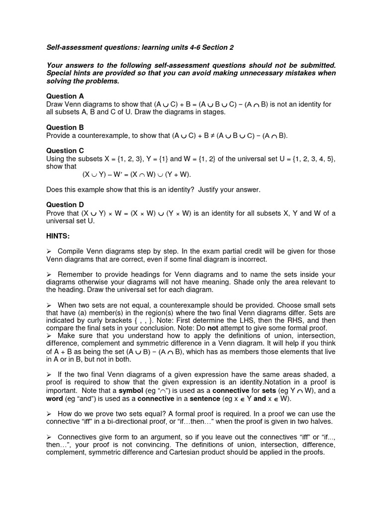 Self-Assessment Questions Units 4-6 Section 2 | PDF | Mathematical ...