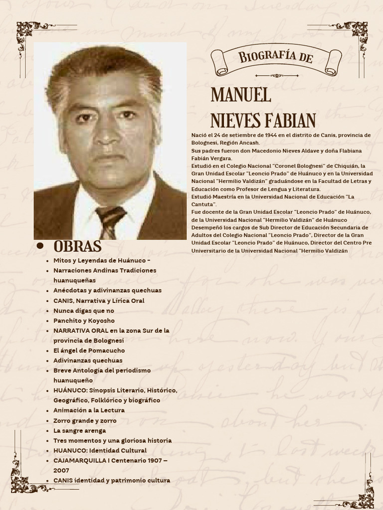 Biografía y Obras de Manuel Nieves | PDF | Ciencias sociales | Clásicos