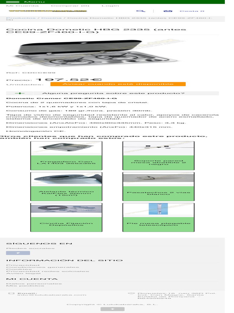 Cocina Dometic HBG 2335 (Antes CE99-ZF460-I-G) - Lulukabaraka - Com ...