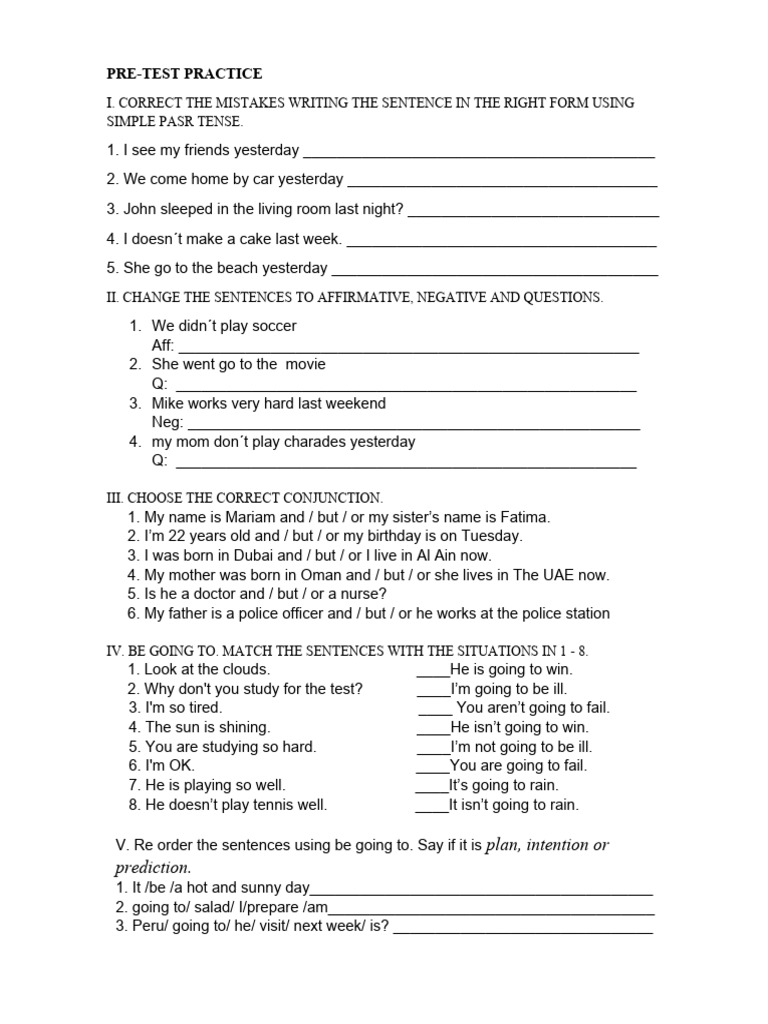 Pre Test Practice | PDF