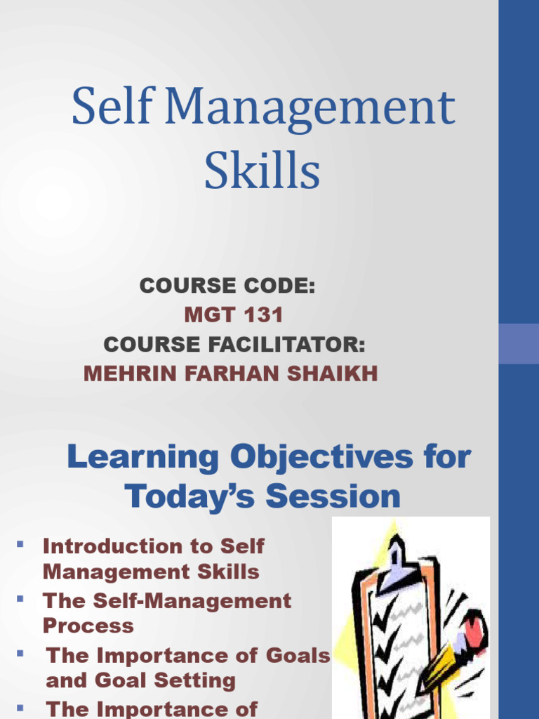 Lect 1 (Self Management Process) | PDF | Goal | Thought