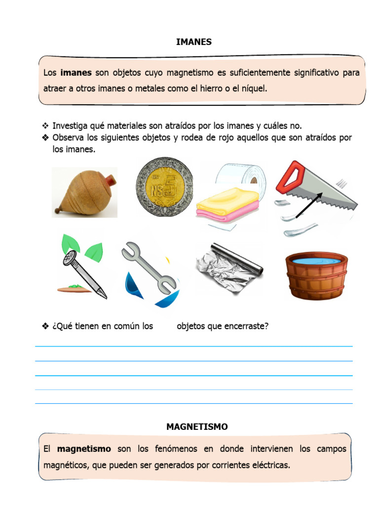 Objetos Atraídos por Imán: Ejemplos | PDF | Imán | Magnetismo