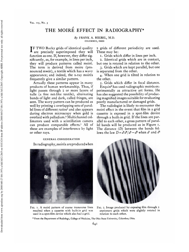 Riebel 2012 The Moiré Effect in Radiography | PDF | Electromagnetic Radiation | Optics