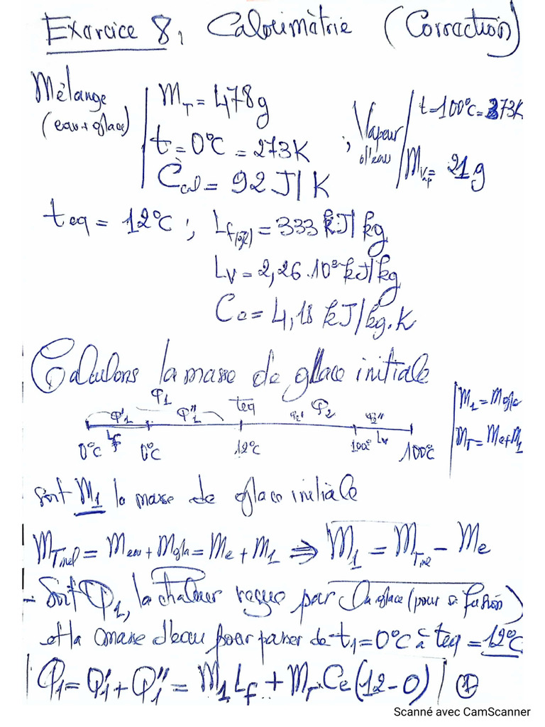 Correction Exercice 8 Calorimètrie | PDF