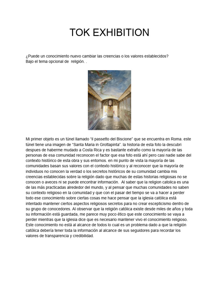 TOK EXHIBITION Sample | PDF | Conocimiento | Iglesia Católica