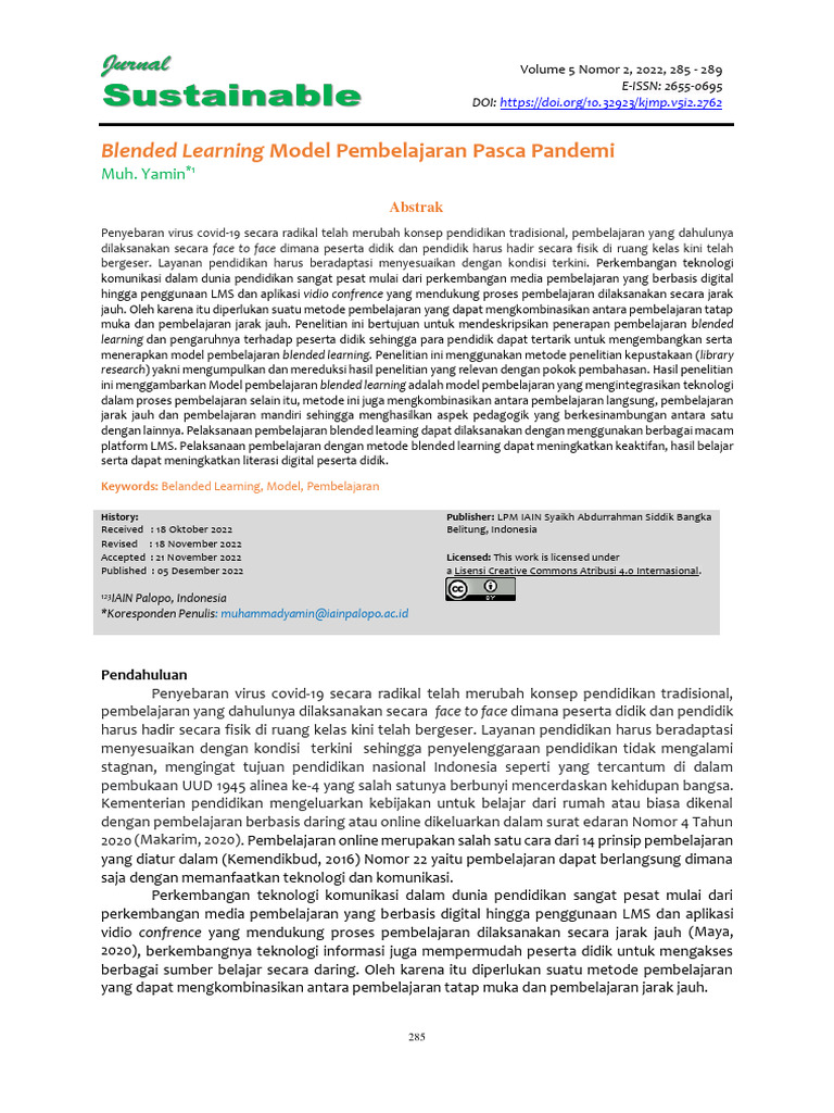 Model Blended Learning Pasca Pandemi | PDF