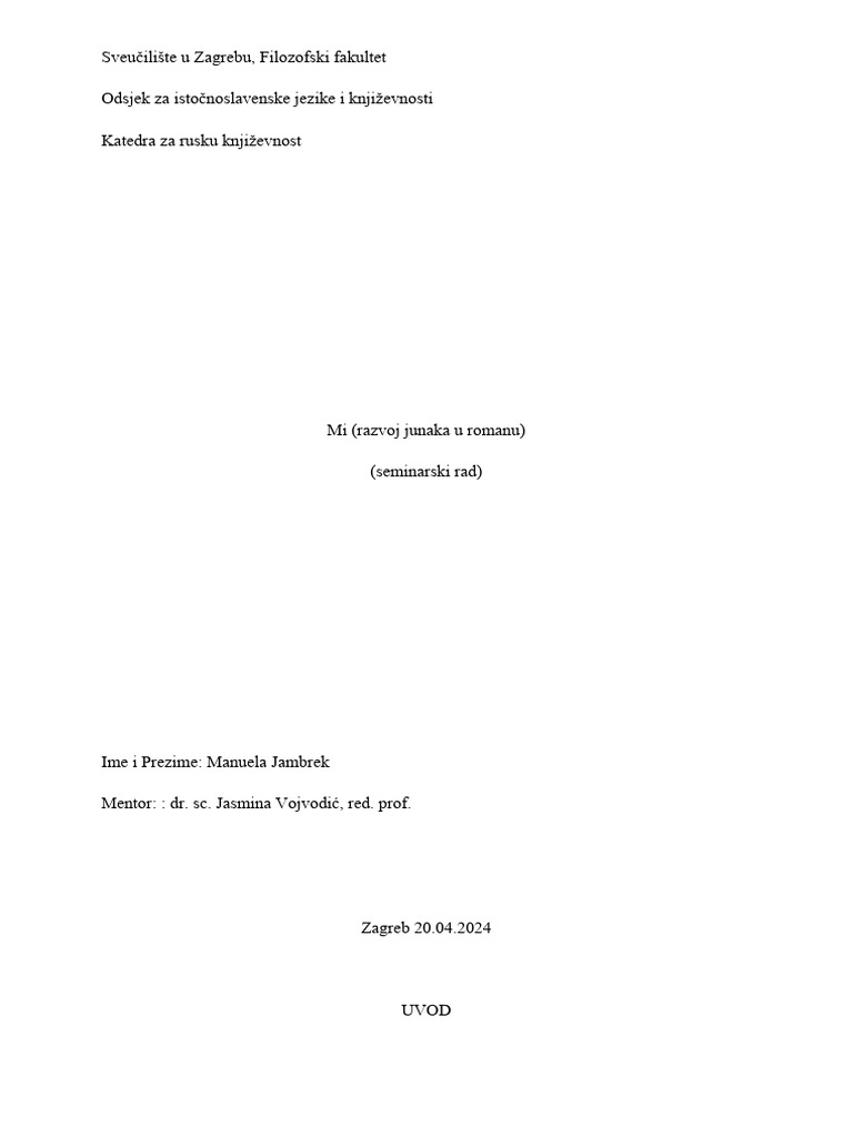 Kostur Seminarskog Rada | PDF