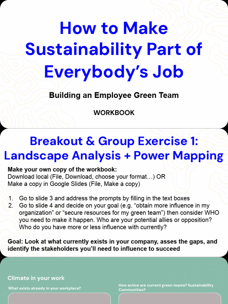 Workbook - How To Make Sustainability Part of Everybody's Job by ...