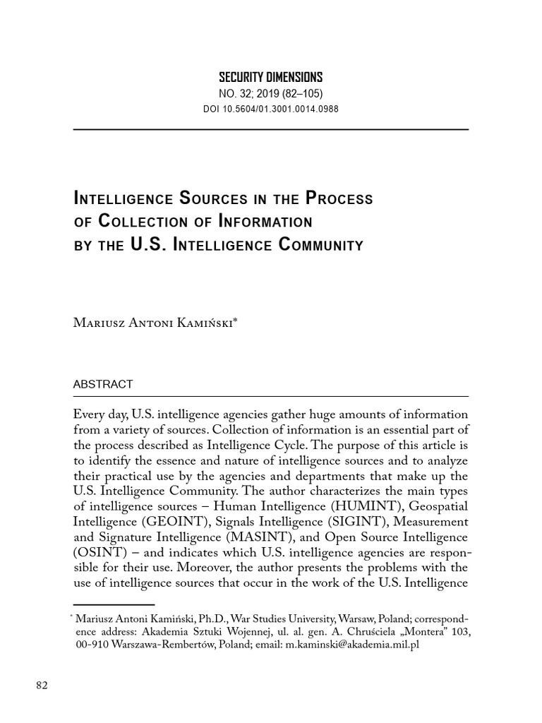 Intelligence Sources in The Process of C | PDF | Signals Intelligence ...