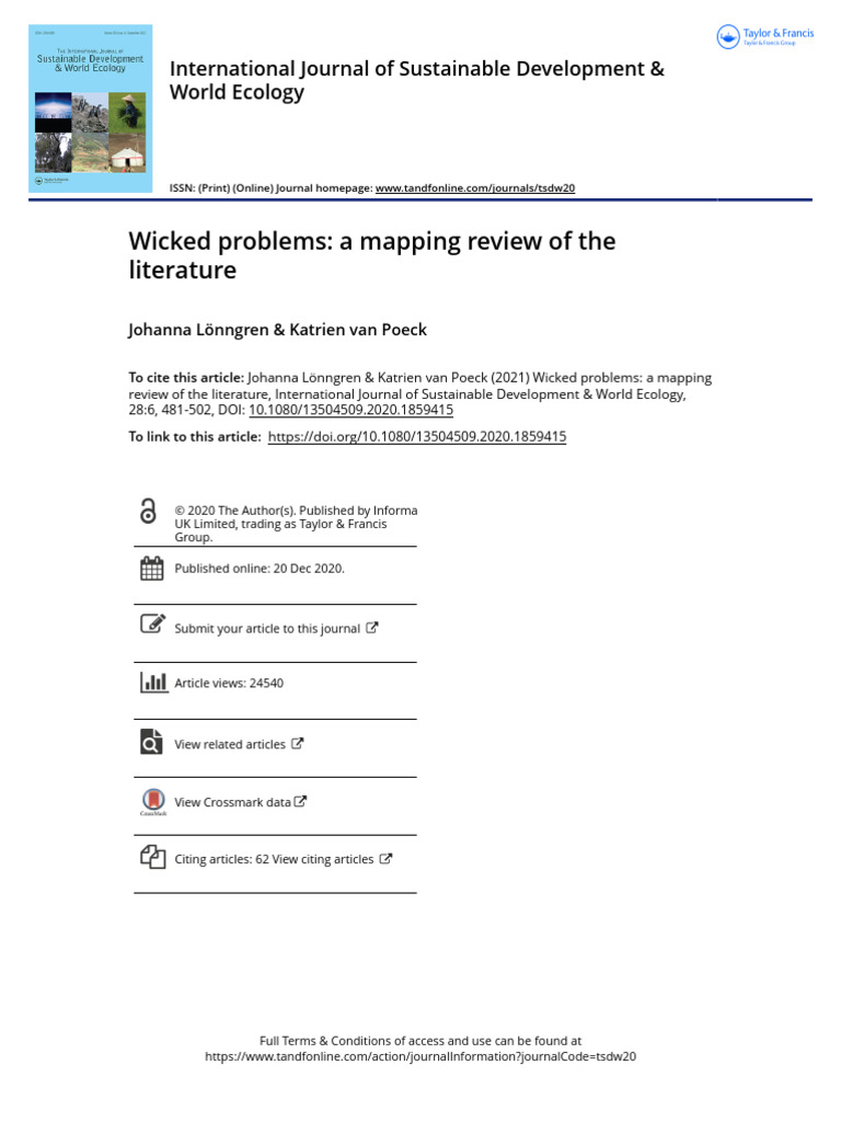 Wicked Problems A Mapping Review of The Literature | PDF | Analysis ...