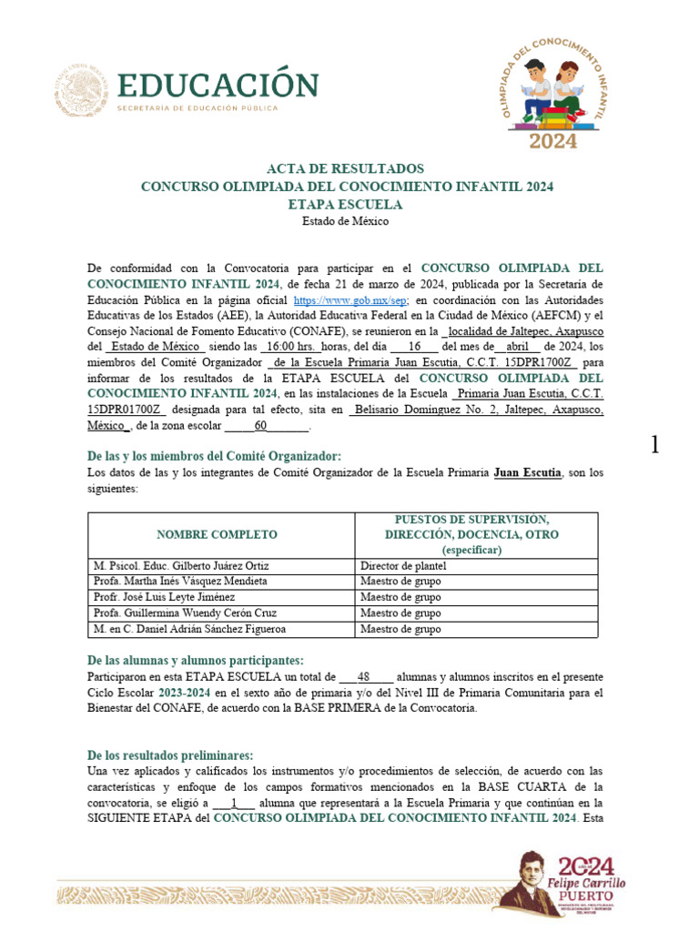 Acta OCI 2023-2024 | PDF