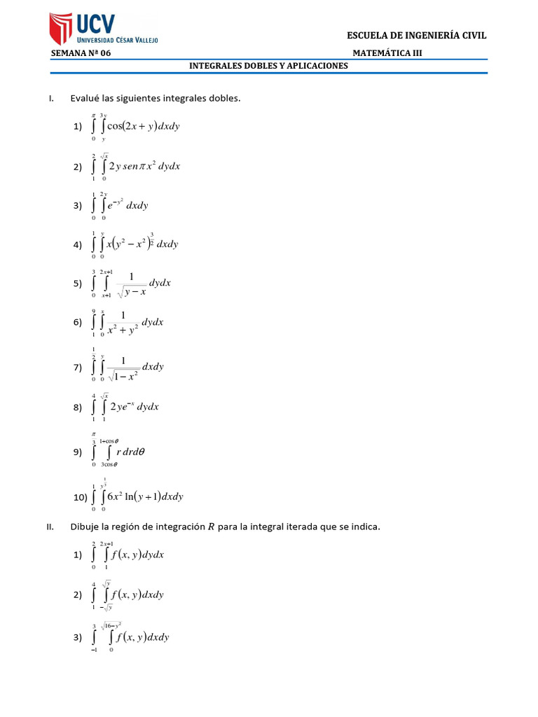 Integrales Dobles y Aplicaciones en Matemática III | PDF | Integral ...