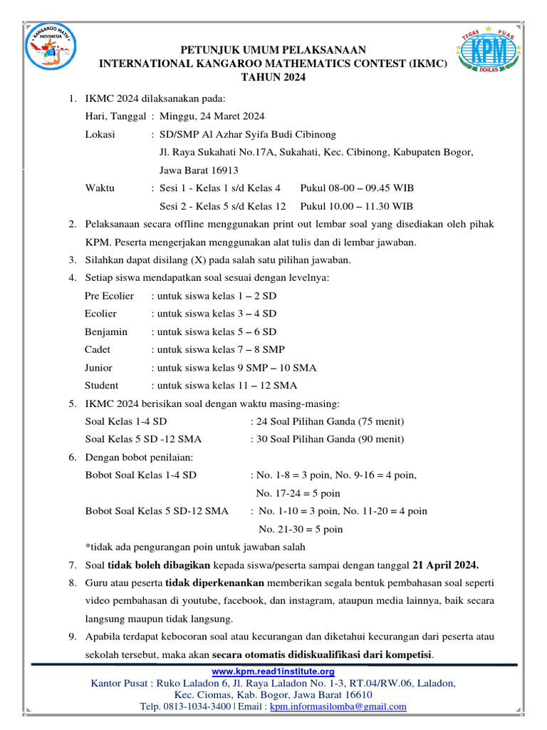 Juknis Dan Ruang Pelaksanaan IKMC 2024 | PDF