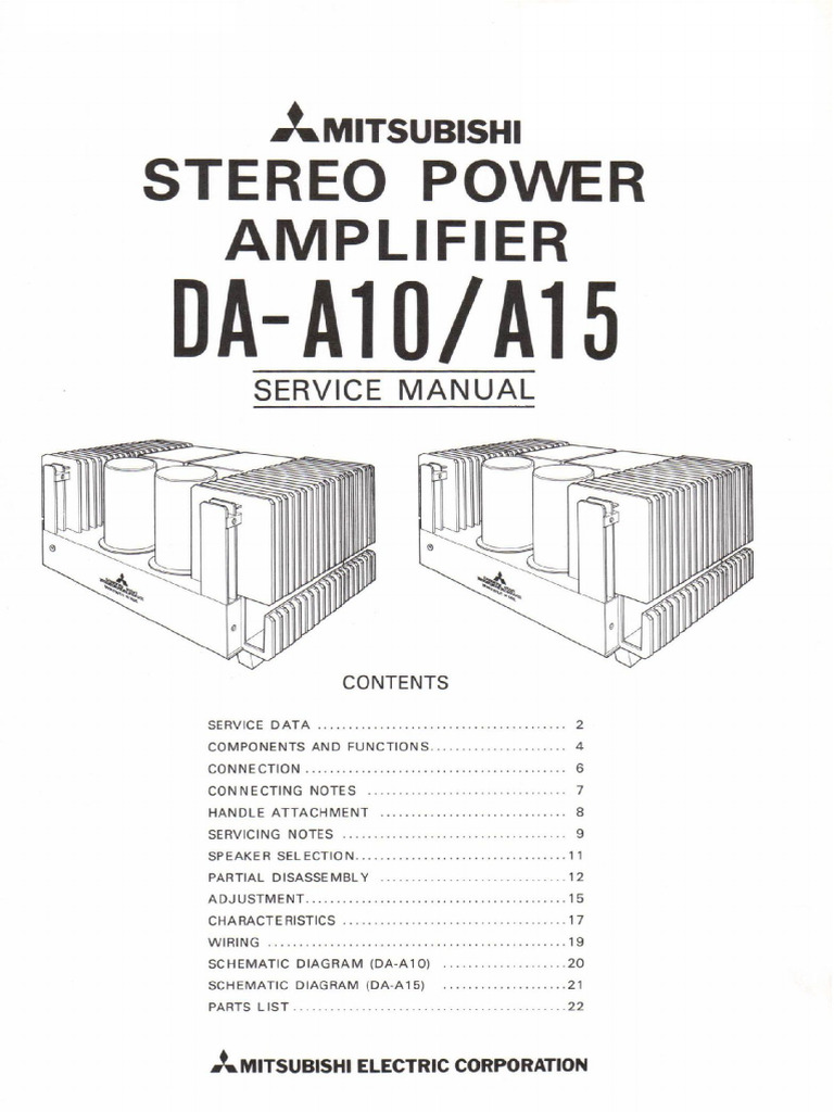 Mitsubishi DA A10 A15 Service Manual | PDF