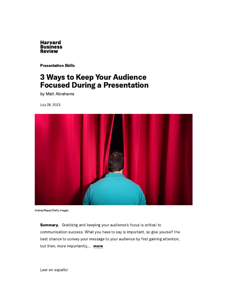 3 Ways To Keep Your Audience Focused During A Presentation | PDF ...