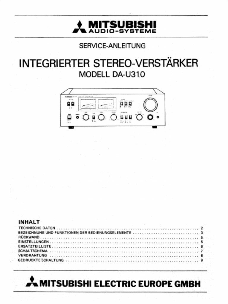 Mitsubishi DA U310 Service Manual | PDF