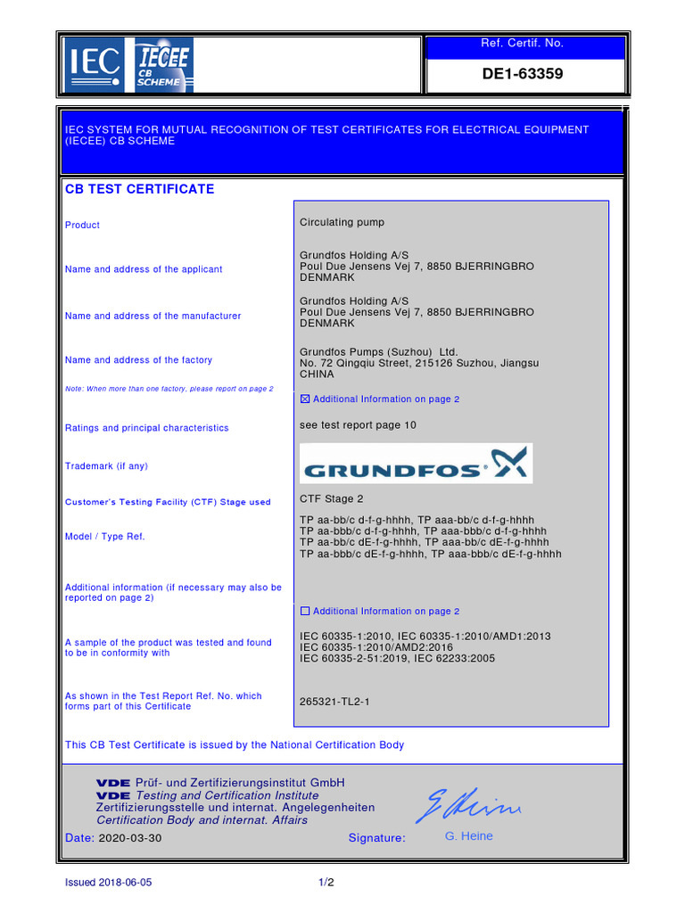 IEC Certificate - DE1-63359 | PDF | Business | Computers