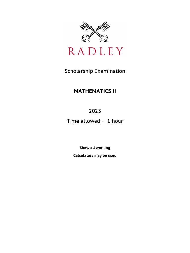 Math Exam for Scholarship Seekers | PDF | Area | Triangle
