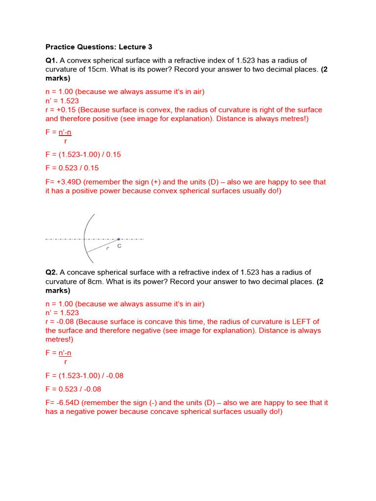Practice Questions Lecture 3 Wanswers | PDF | Electrodynamics | Optics