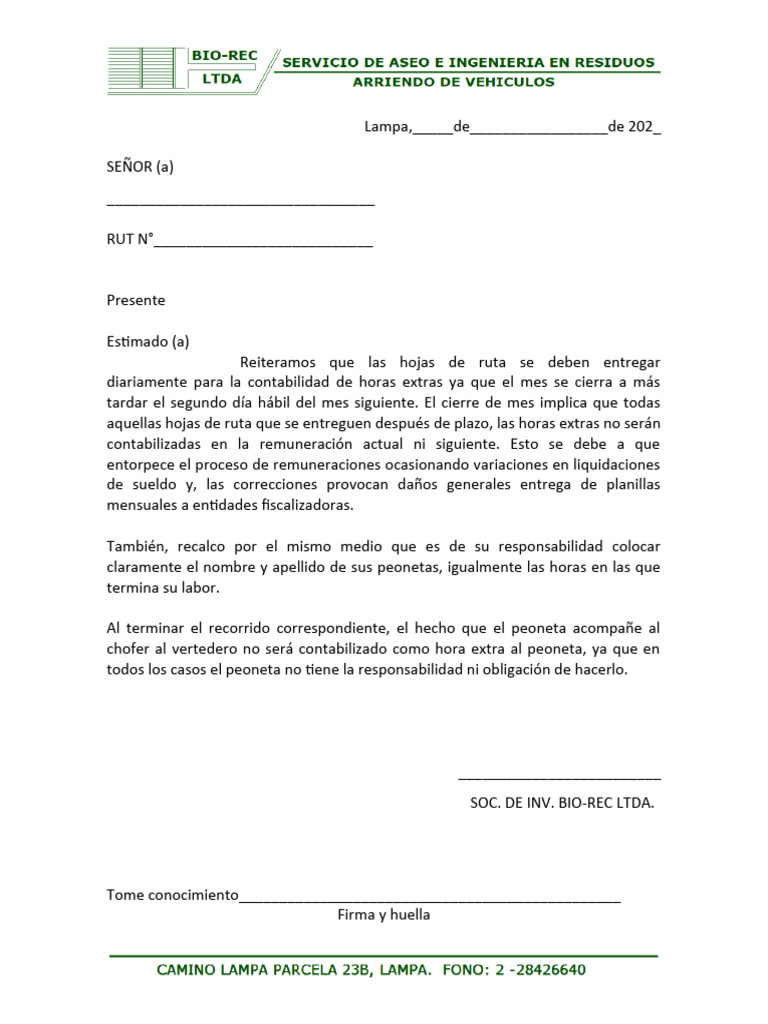 FORMATO CARTAS (Hojas de Ruta) | PDF | Tecnología