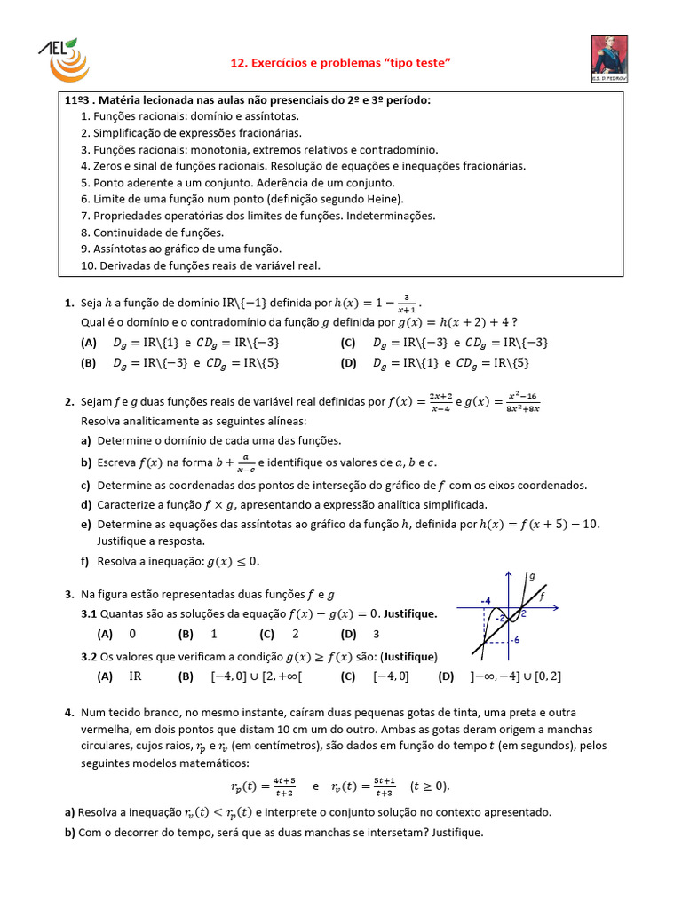 12. EXERCICIOS DE TUDO SOBRE FUNCOES. TIPO TESTE | PDF | Função ...