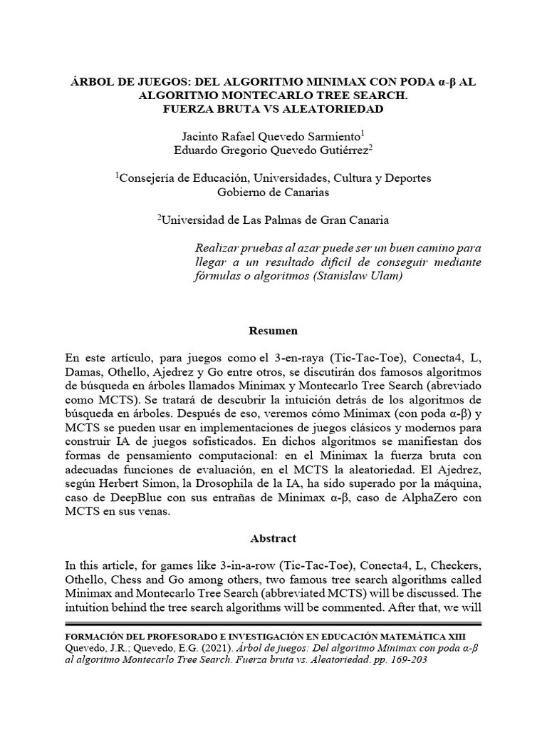 Árbol De Juegos: Del Algoritmo Minimax Con Poda Α-Β Al Algoritmo ...