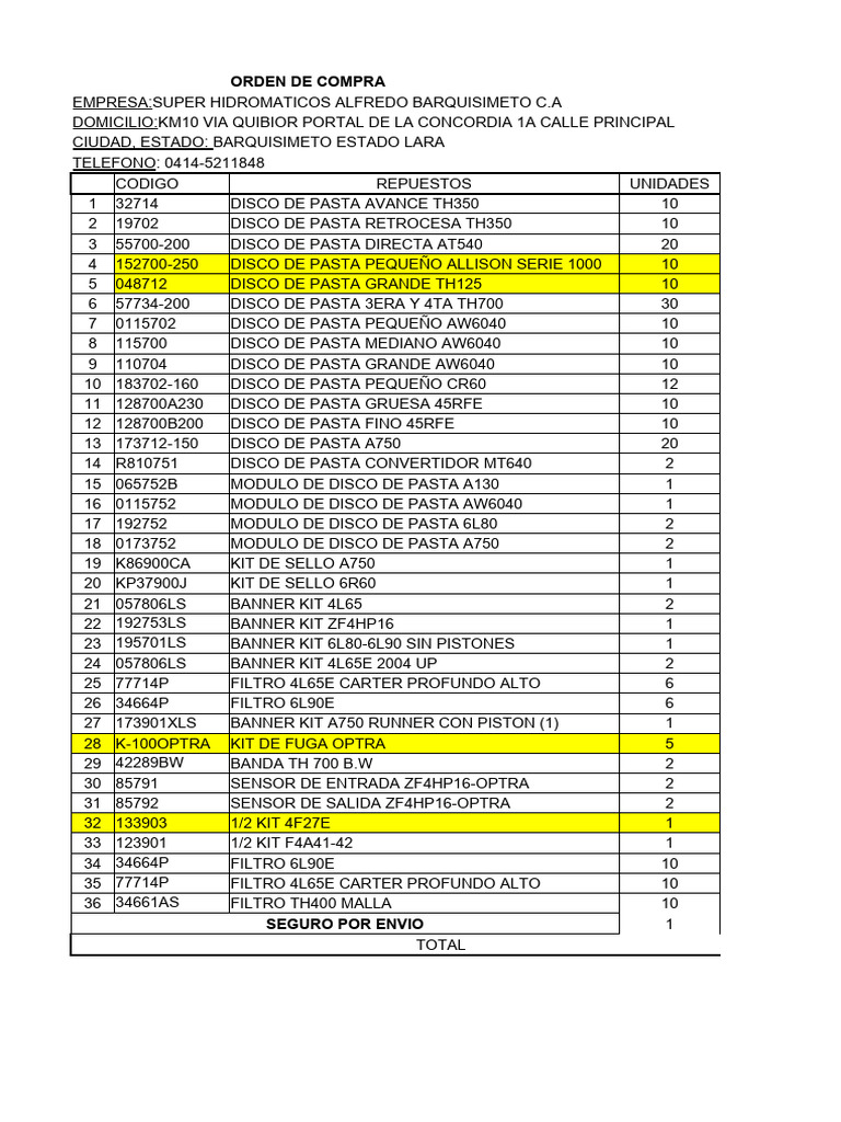 Orden de Compra-3 | PDF