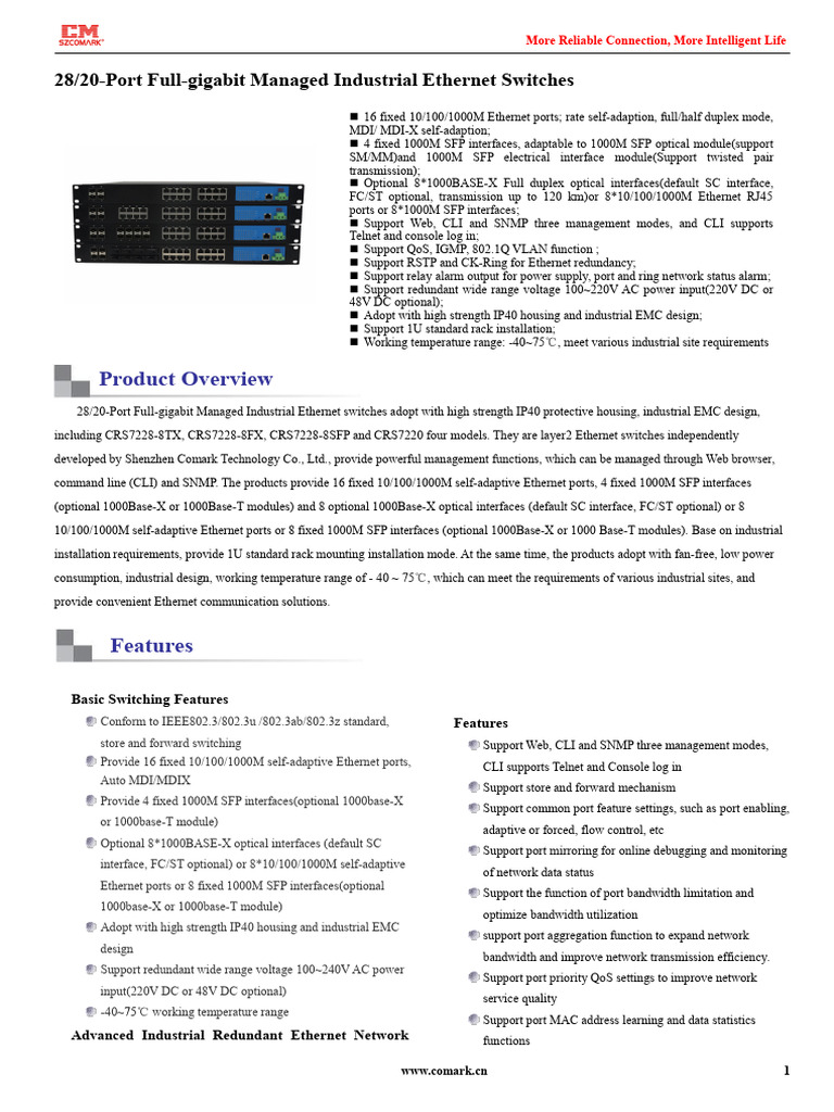 CRS7228 Series Datasheet (1) | PDF | Computer Network | Ethernet