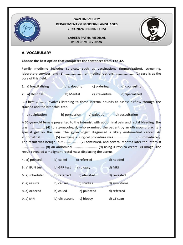 Career Paths MEDICAL MIDTERM REVISION | PDF | Medical Prescription | Medicine