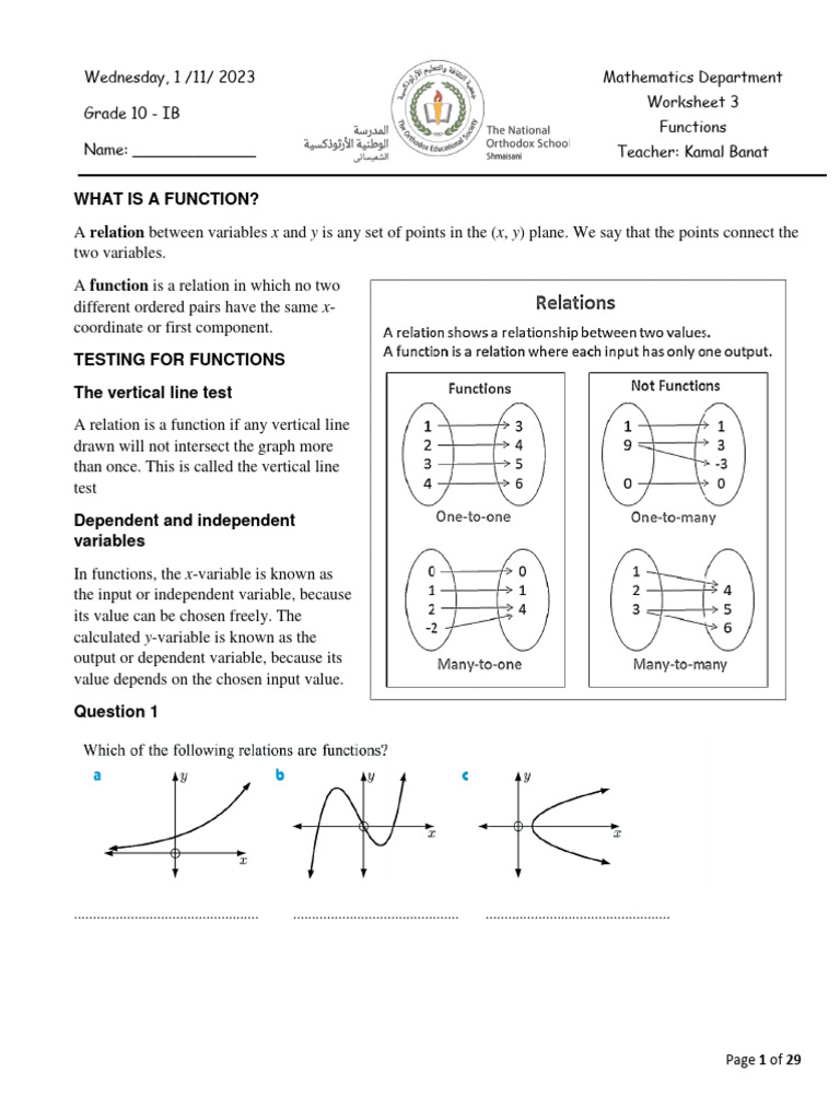 Functionswithexamstylequestions 1 Pdf Function Mathematics Dependent And 