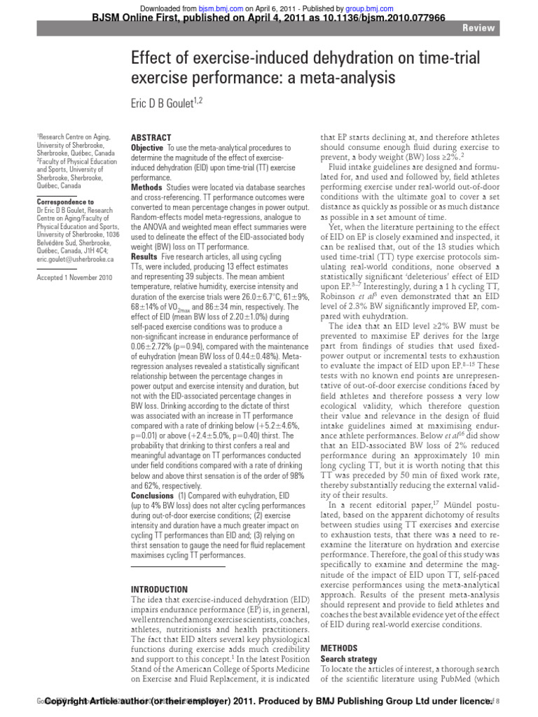 Goulet, 2011 - Effect of Exercise-Induced Dehydration On Time-Trial ...