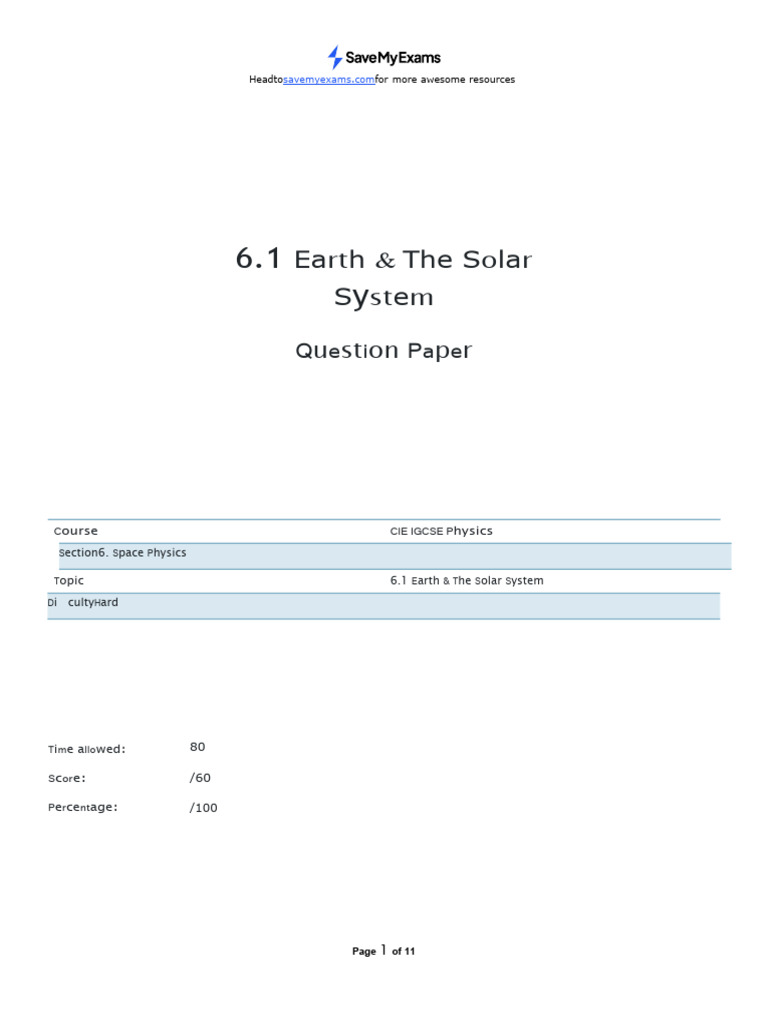 Ea RTH & The Solar S Stem: U ST On P R | PDF | Mercury (Planet) | Solar ...