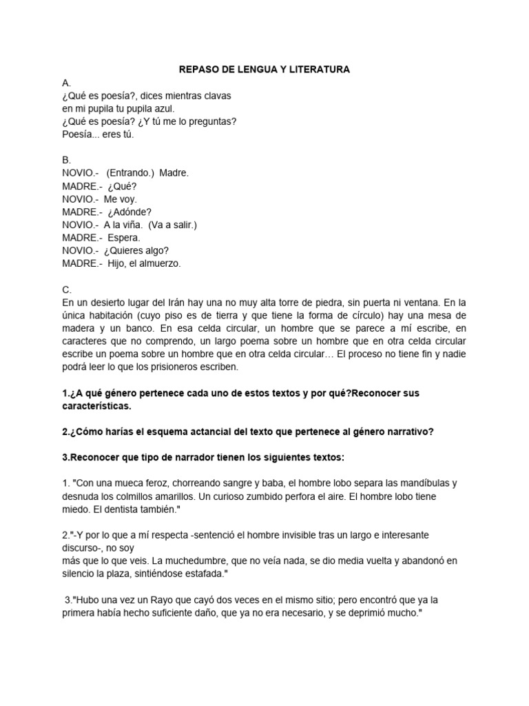 Repaso 1 - 3° LyL | PDF