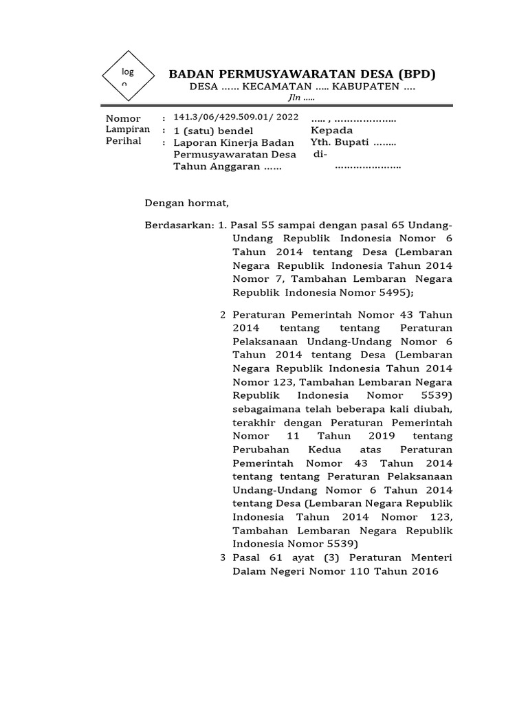 Contoh Laporan Kinerja BPD dipakai | PDF