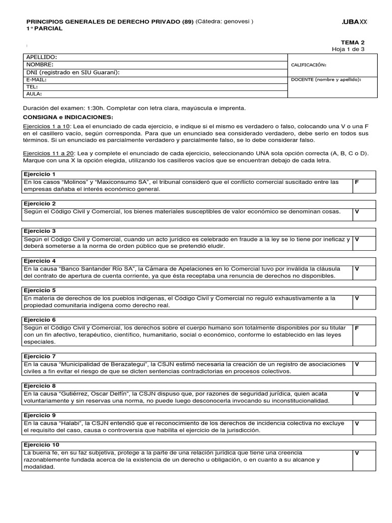 PGDP 2023 2C PRIMER PARCIAL - Clave de Corrección Tema 2 | PDF ...