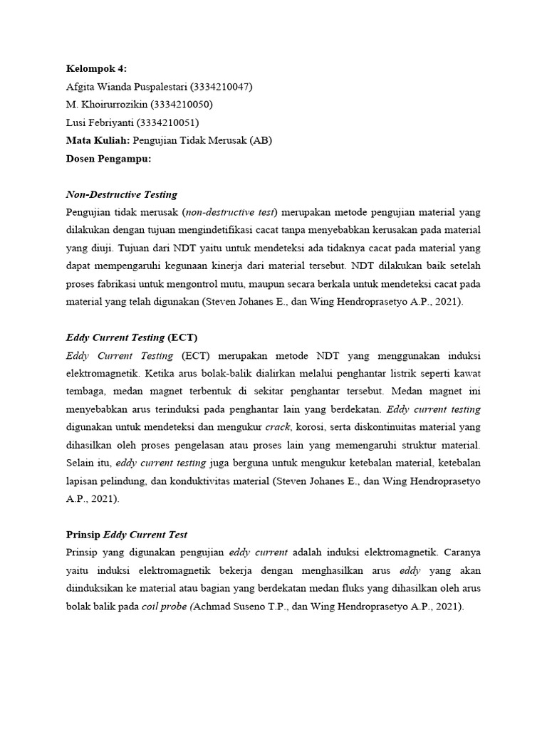 Kelompok 4 - Tugas 1 - Resume Eddy Current | PDF | Hukum | Teknologi & Rekayasa
