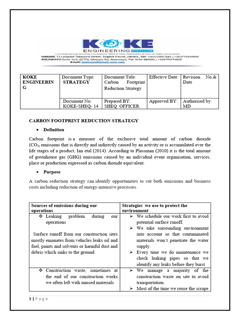 Carbon Footprint Reduction Strategy | PDF | Carbon Footprint | Waste
