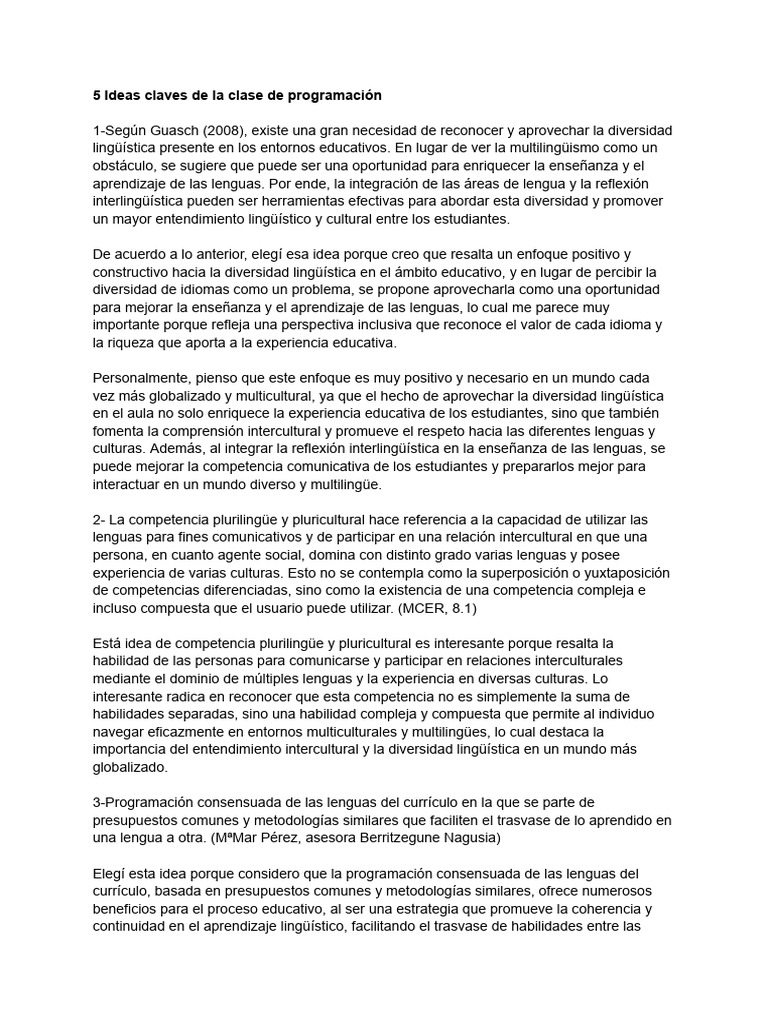 Ideas Clave de Programación de lenguas | PDF | Segundo lenguaje | Aprendizaje