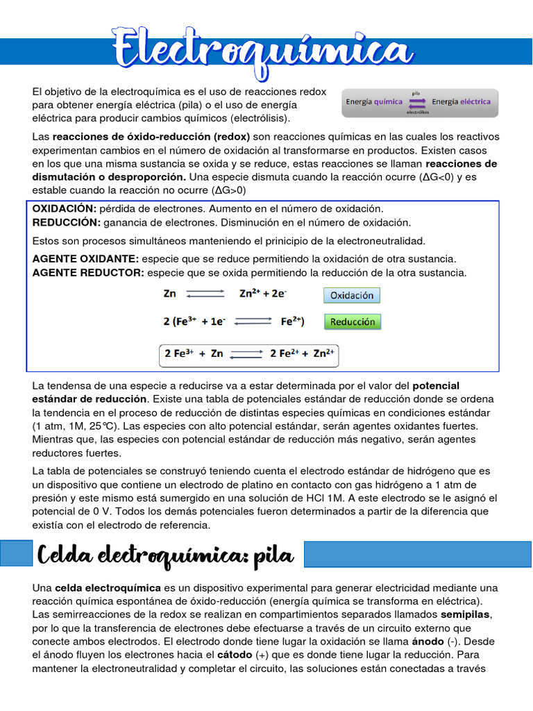 Electroquímica | PDF | Redox | Electroquímica