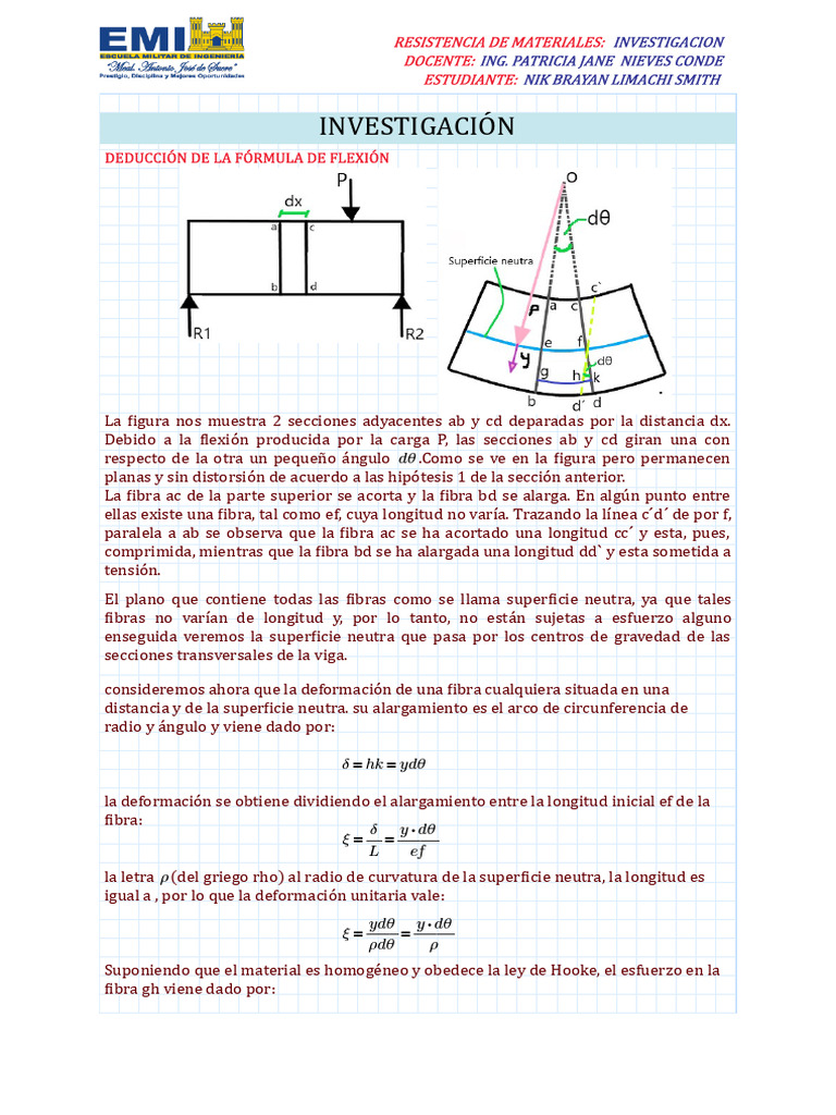Deducción de la Fórmula de Flexión | PDF | Viga (Estructura) | Doblar