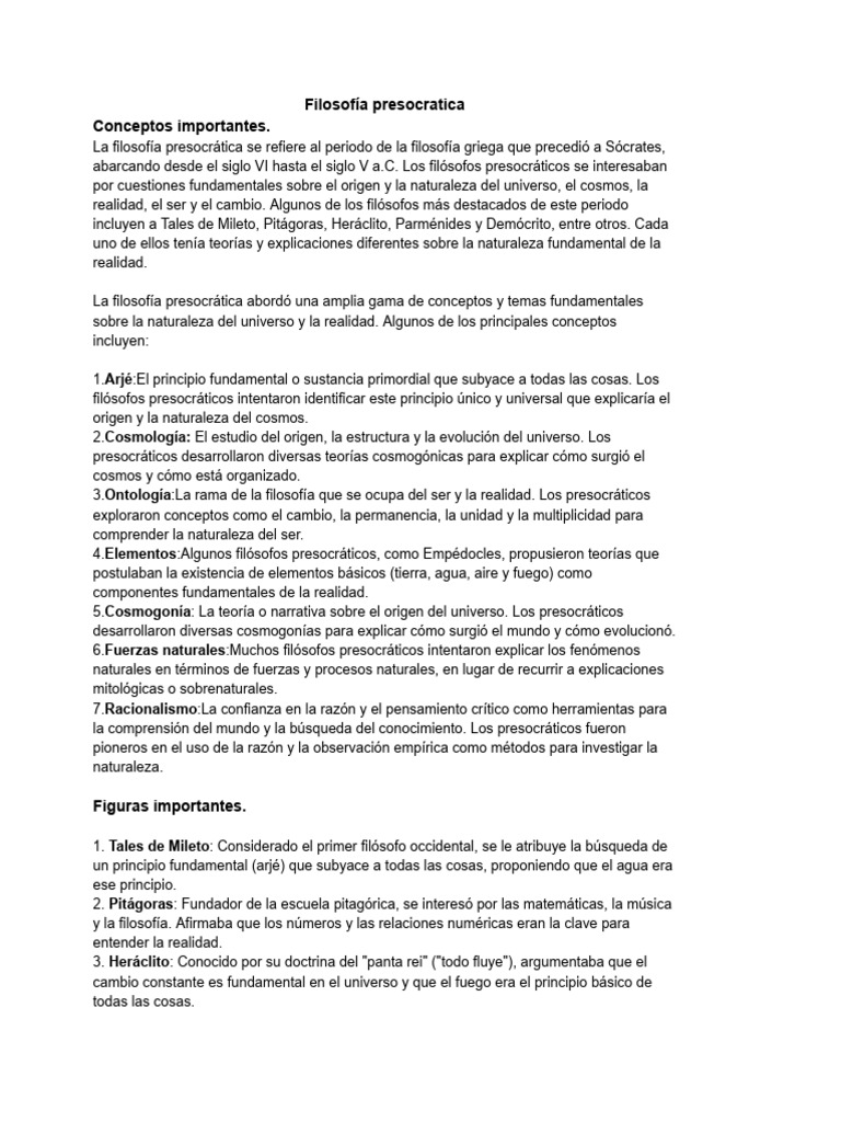 Filosofía Presocrática | PDF | Metafísica